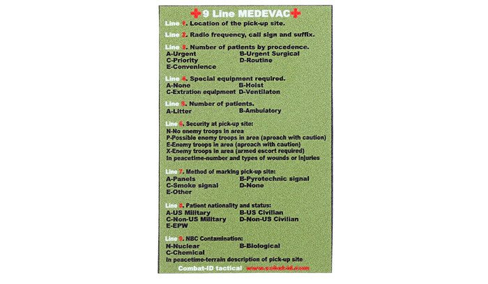 9 Line Medevac Card Printable Try It For Free Now