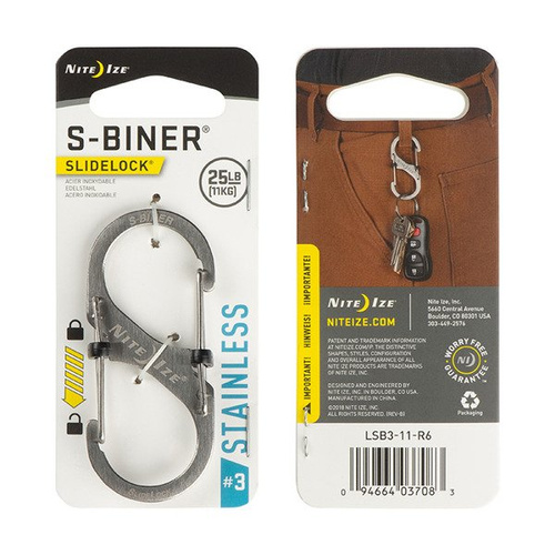 Karabinek S-Biner® SlideLock® #3 Stal nierdzewna Srebrny Nite Ize LSB3 ...