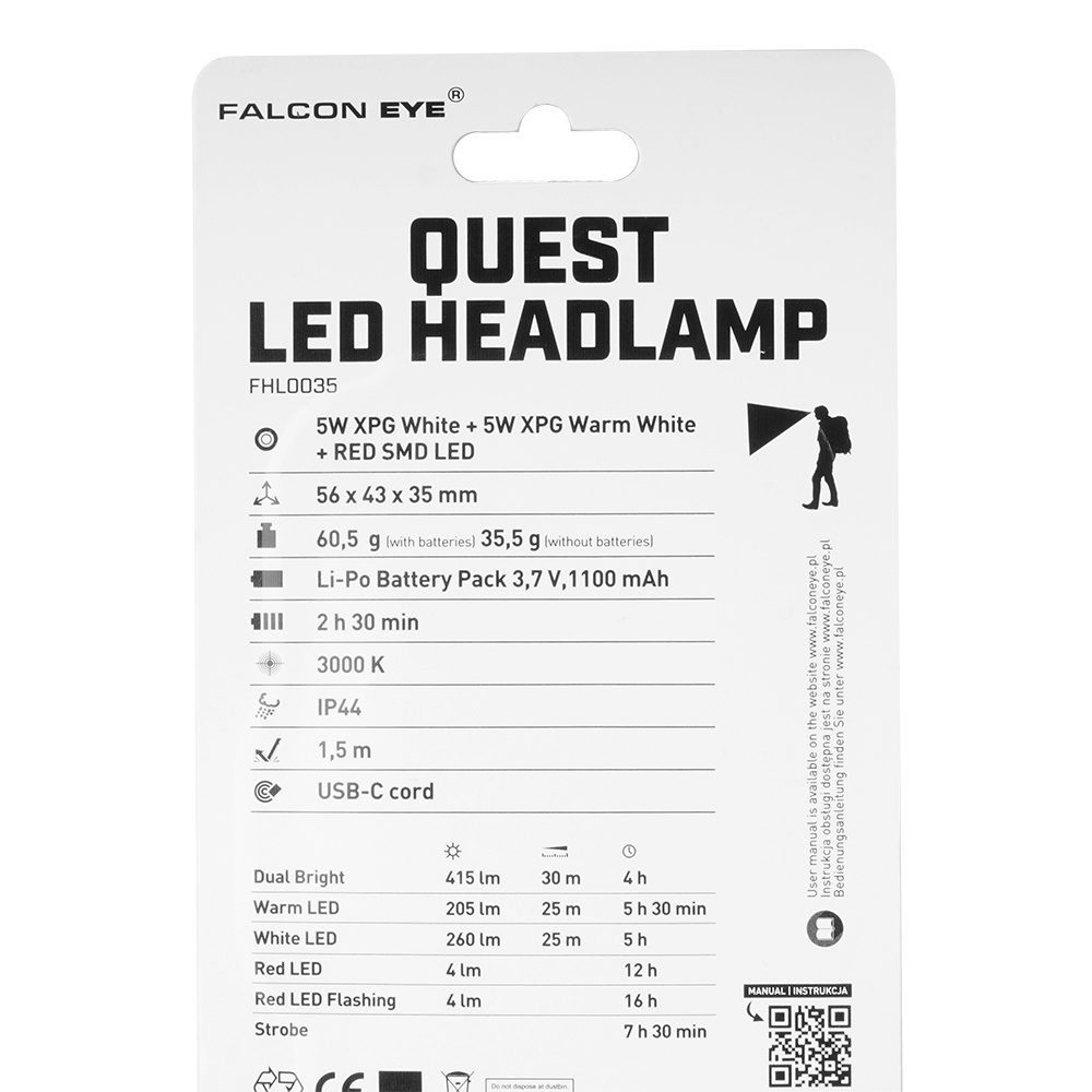 Latarka czołówka Quest Szary Falcon Eye FHL0035 | Sklep militarny ...