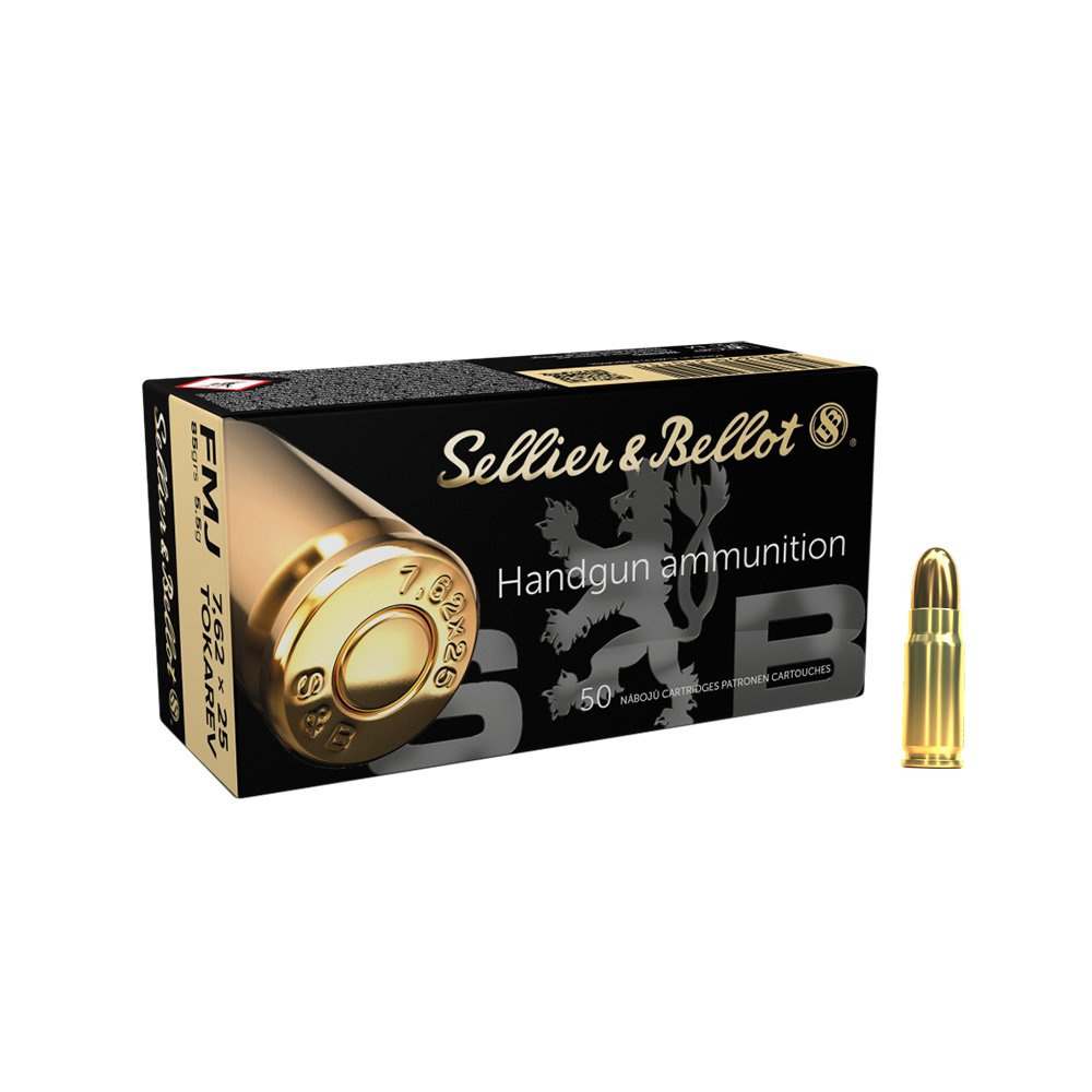 Sellier&Bellot - Amunicja pistoletowa 7,62x25 Tokarev FMJ 85 gr / 5.5 g - BOX 50 szt. - cena ...